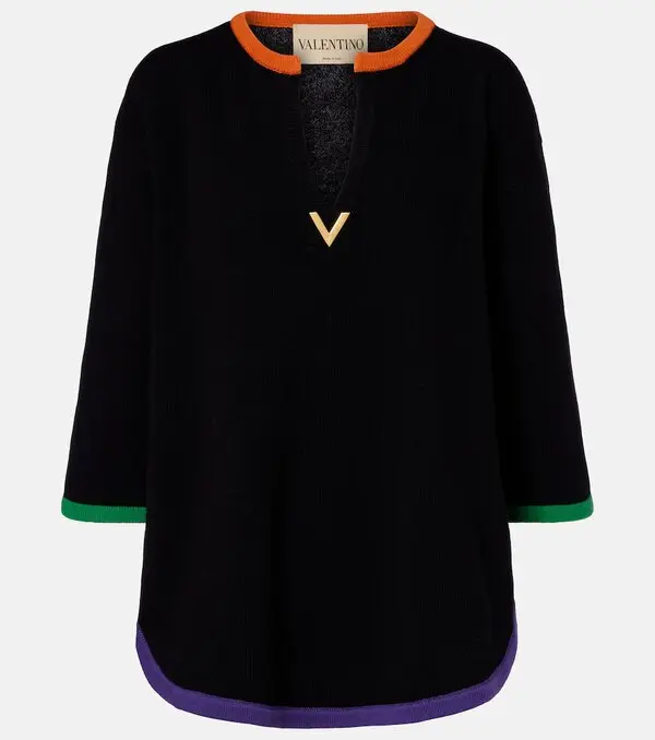 Valentino Garavani V-neck Virgin Wool Sweater - Black