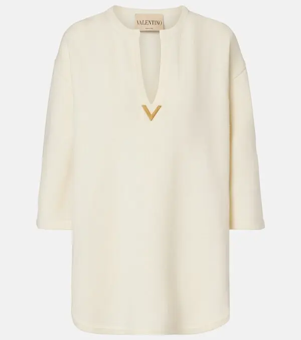 Valentino Garavani V-neck Virgin Wool Sweater - White