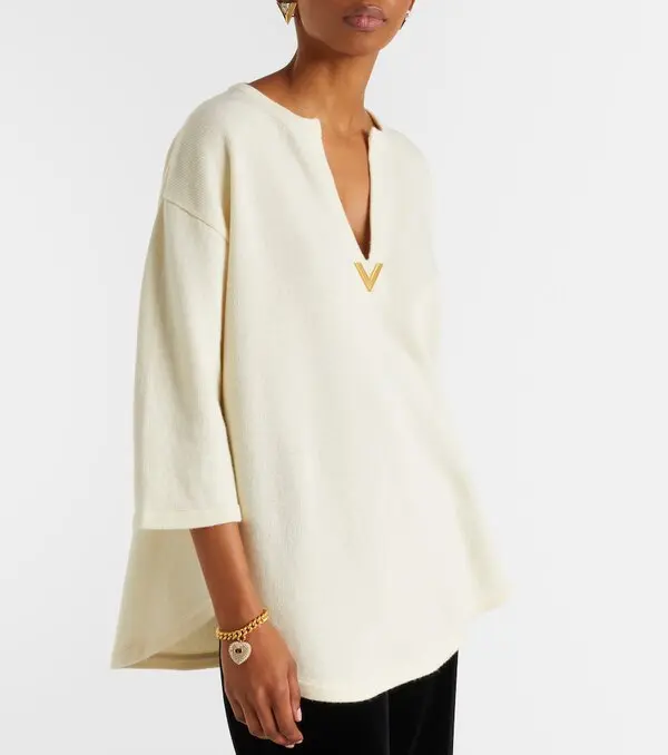 Valentino Garavani V-neck Virgin Wool Sweater - White