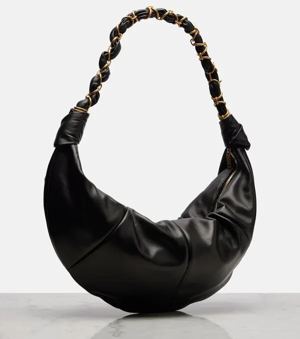 Saint Laurent Amalia Cassandre Leather Shoulder Bag - Black