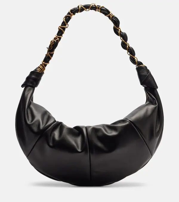 Saint Laurent Amalia Cassandre Leather Shoulder Bag - Black