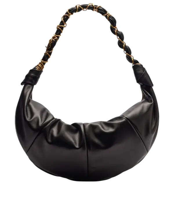 Saint Laurent Amalia Cassandre Leather Shoulder Bag - Black