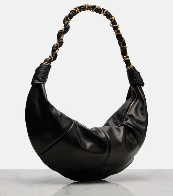 Saint Laurent Amalia Cassandre Leather Shoulder Bag - Black