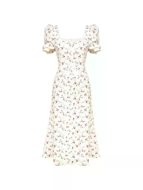POST MERIDIEM Square-neck Midi Dress - Neutrals