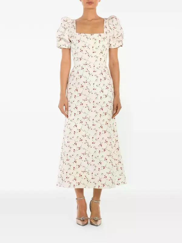 POST MERIDIEM Square-neck Midi Dress - Neutrals