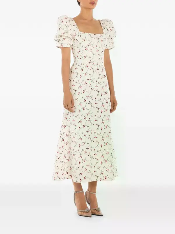 POST MERIDIEM Square-neck Midi Dress - Neutrals