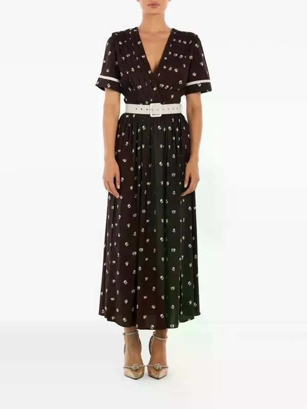 POST MERIDIEM Midi Pleated Dress - Brown