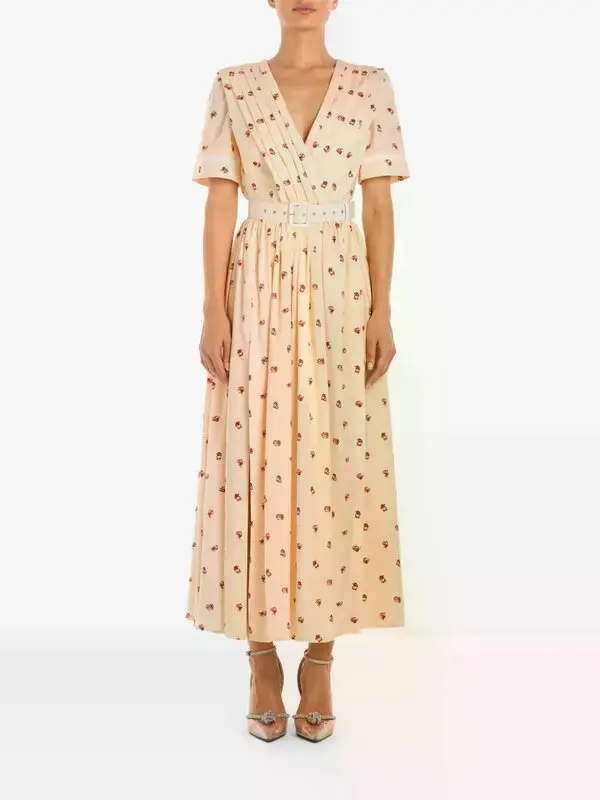 POST MERIDIEM Floral Print Side-split Maxi Dress - Neutrals