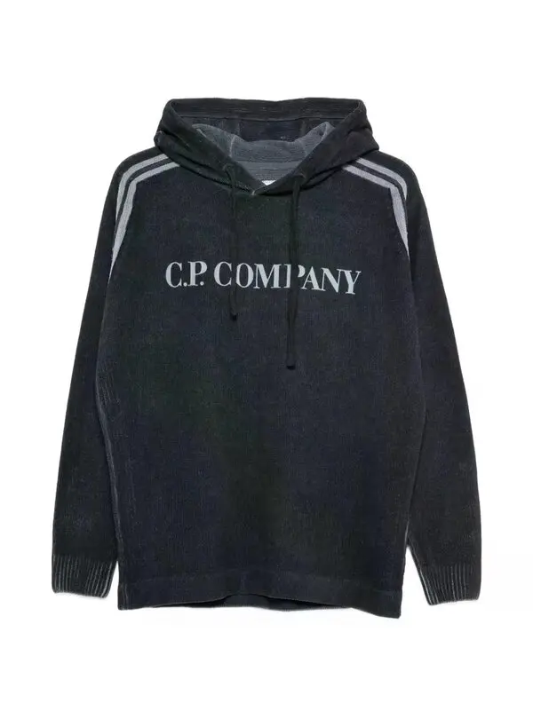 C.P. COMPANY Logo Stripe Hoodie - Grey