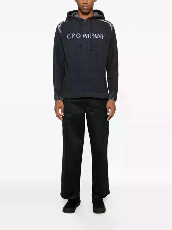C.P. COMPANY Logo Stripe Hoodie - Grey