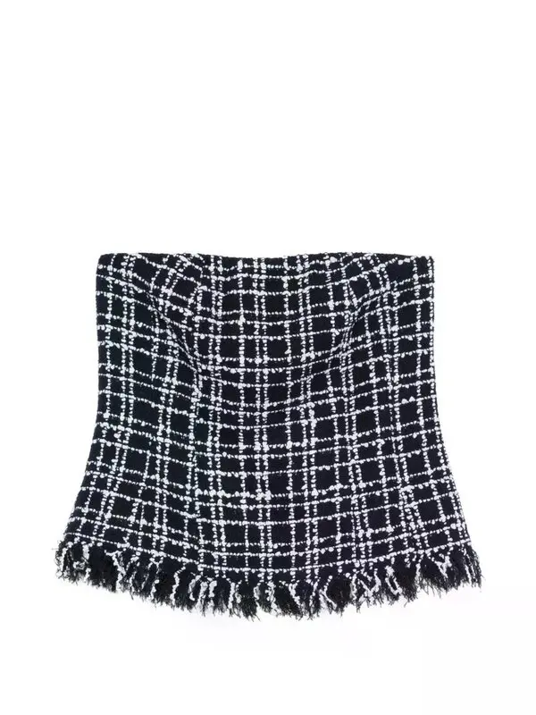 THELAURENT Tweed-effect Corset Blouse - Black