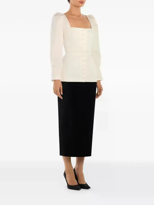 POST MERIDIEM Square-neck Top - Neutrals