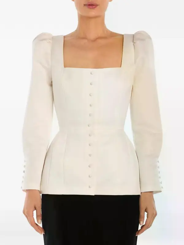 POST MERIDIEM Square-neck Top - Neutrals