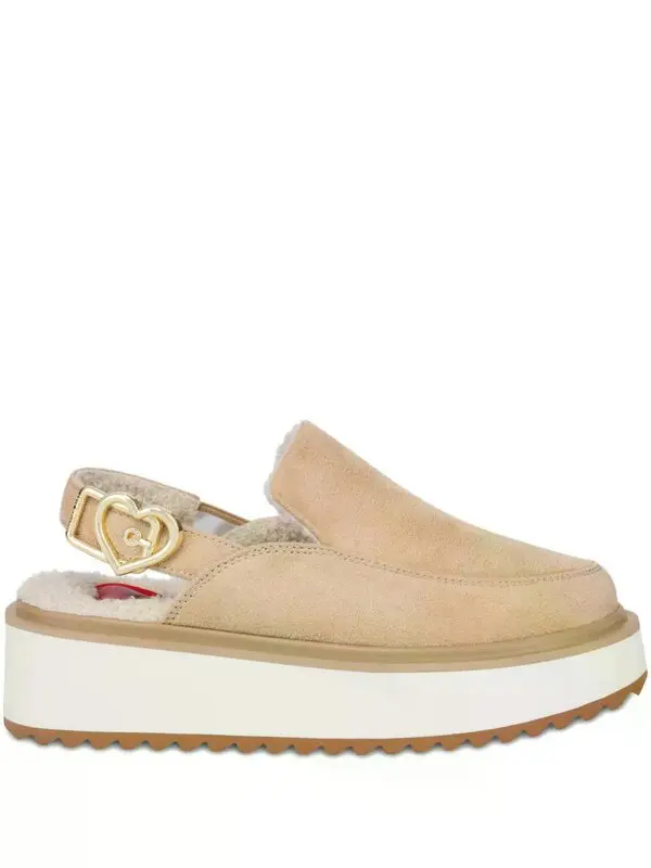 Moschino Heart-buckle Platform Mules - Neutrals