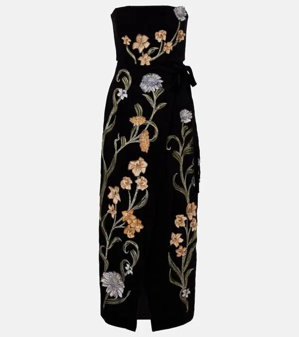 Agua Bendita Cinefila Laguna Velvet Maxi Dress - Black