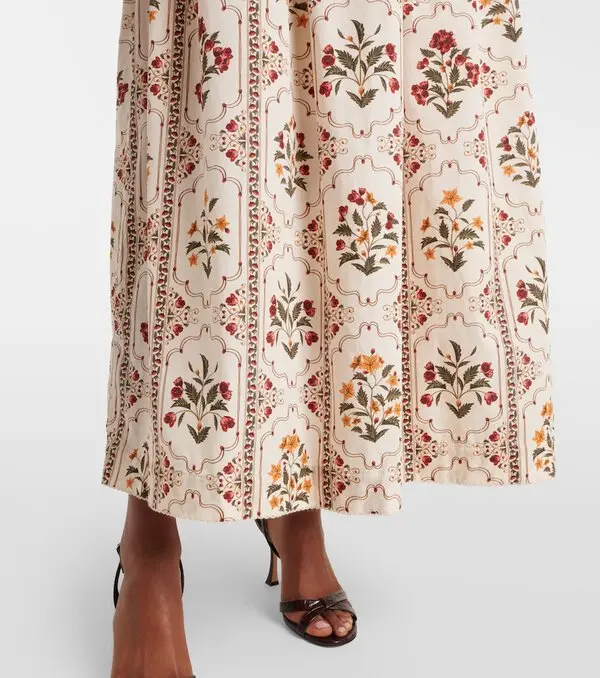 Agua Bendita Floral Cotton Midi Dress - White