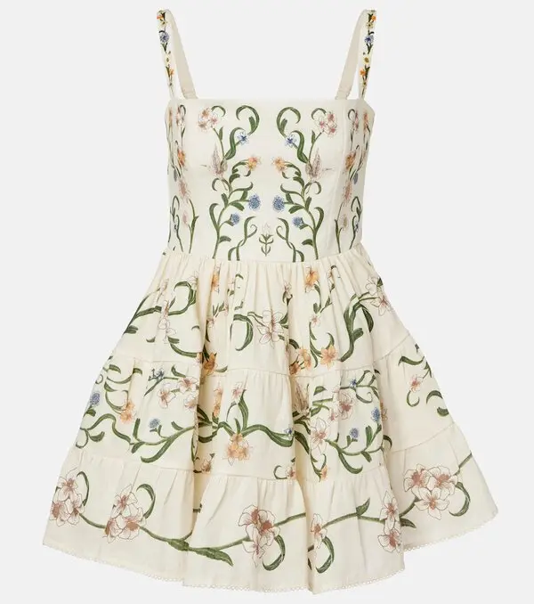Agua Bendita Lima Laguna Floral Linen Mini Dress - Multicoloured