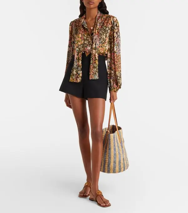 Valentino Garavani Vlogo Striped Raffia Tote - Beige