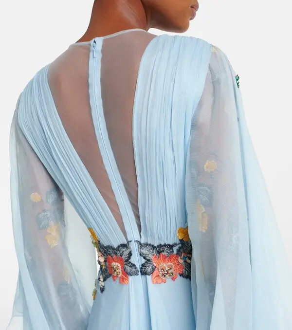 Costarellos Floral Silk Gown