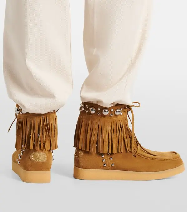 Valentino Garavani Nellcôte Studded Suede Ankle Boots - Beige