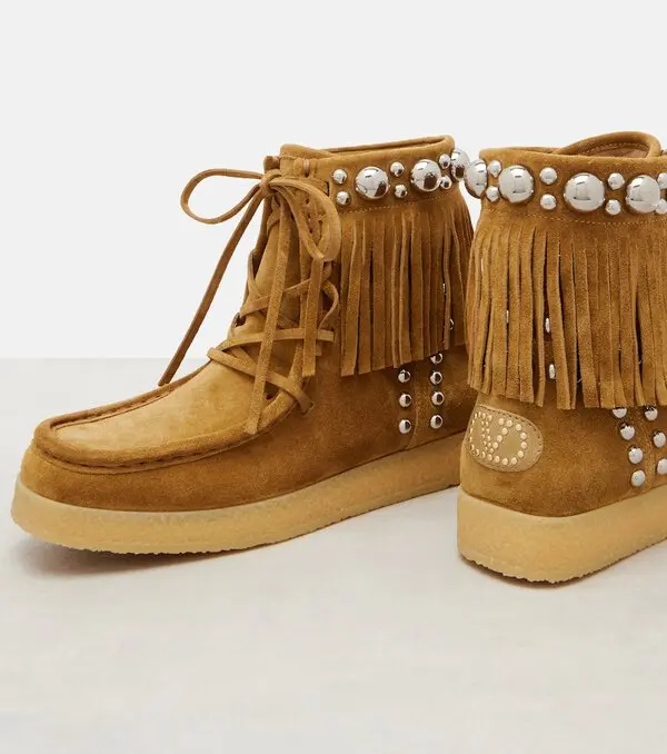 Valentino Garavani Nellcôte Studded Suede Ankle Boots - Beige