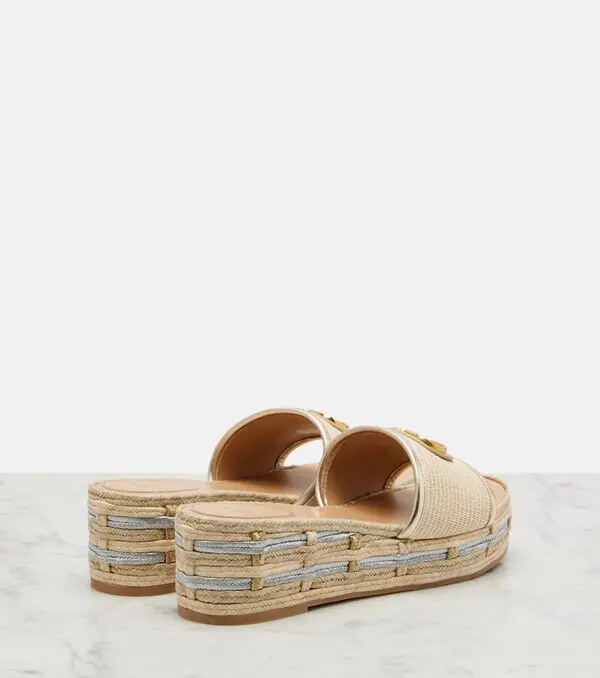 Valentino Garavani Vlogo Leather-trimmed Espadrille Slides