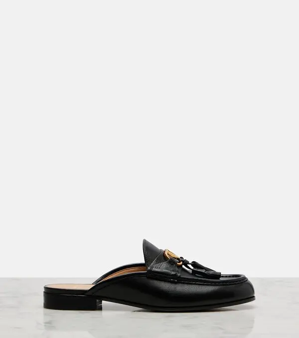 Valentino Garavani Vlogo Tasseled Leather Mules - Black