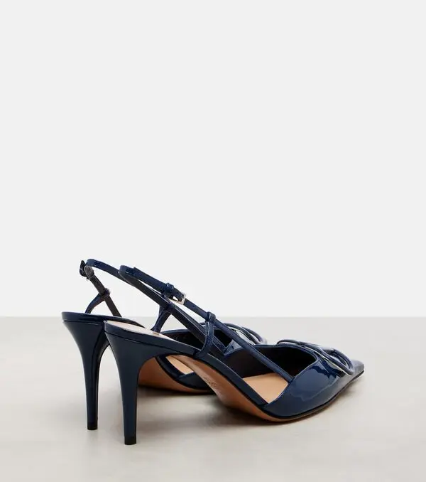 Valentino Garavani Vlogo 80 Patent Leather Slingback Pumps - Blue