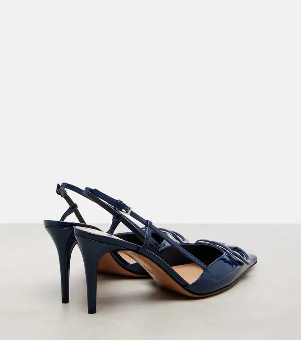 Valentino Garavani Vlogo 80 Patent Leather Slingback Pumps - Blue