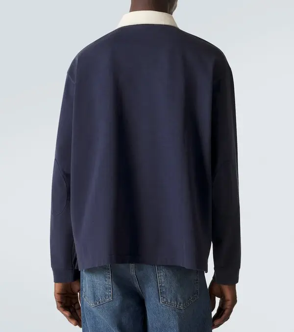 FRAME Cotton Jersey Polo Sweater - Blue