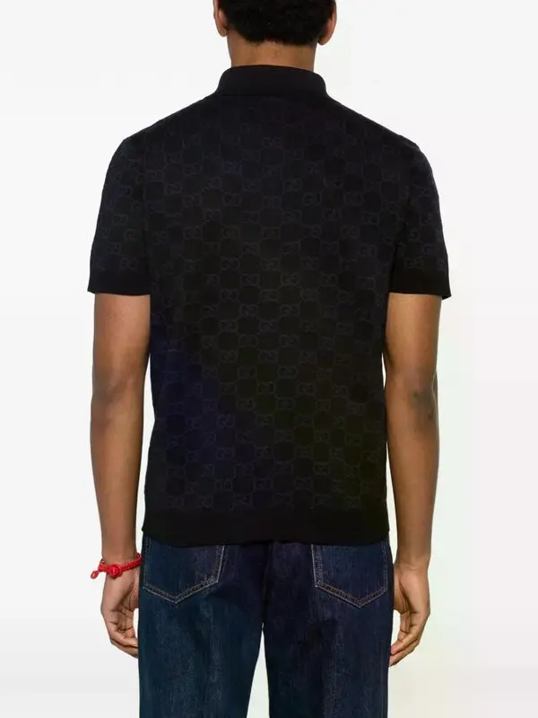 Gucci Gg-patterned Polo Shirt - Blue