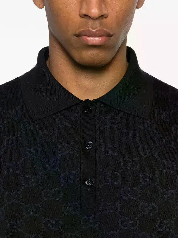 Gucci Gg-patterned Polo Shirt - Blue