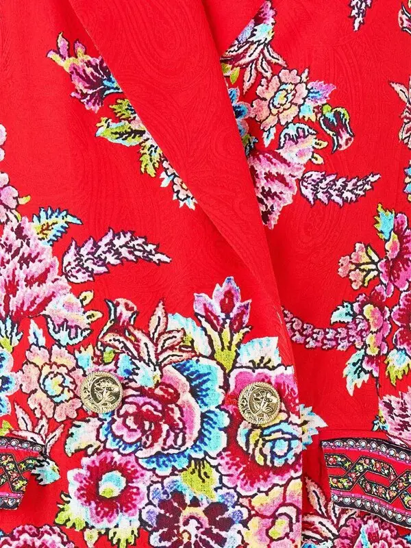 Camilla Double-breasted Floral Print Blazer - Red
