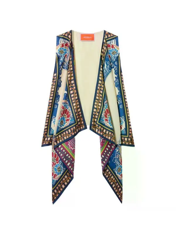 La DoubleJ Open-front Scarf-detail Gilet - Neutrals