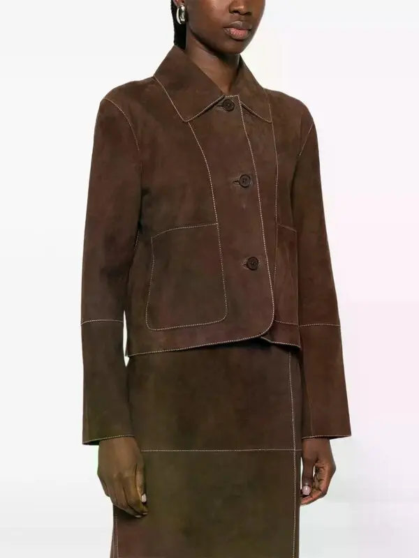 P.a.r.o.s.h Minuetto Contrast-stitching Suede Jacket