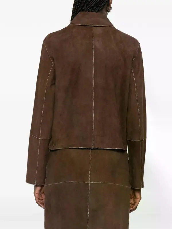 P.a.r.o.s.h Minuetto Contrast-stitching Suede Jacket