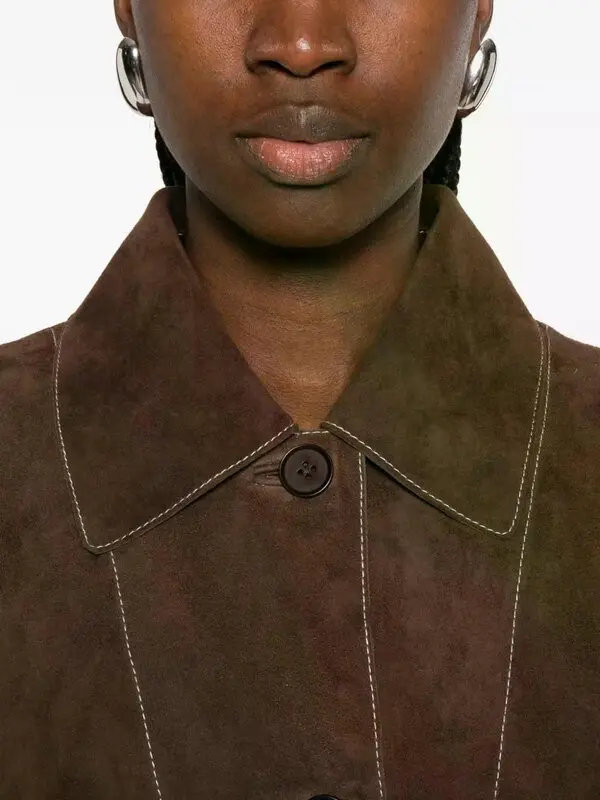P.a.r.o.s.h Minuetto Contrast-stitching Suede Jacket