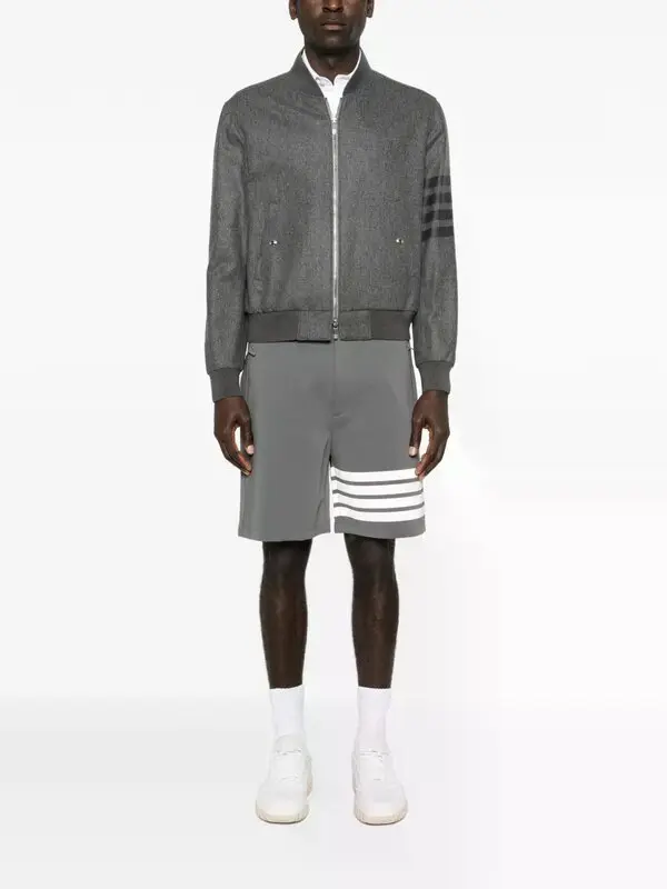Thom Browne Stripe-detail Straight Leg Shorts - Grey