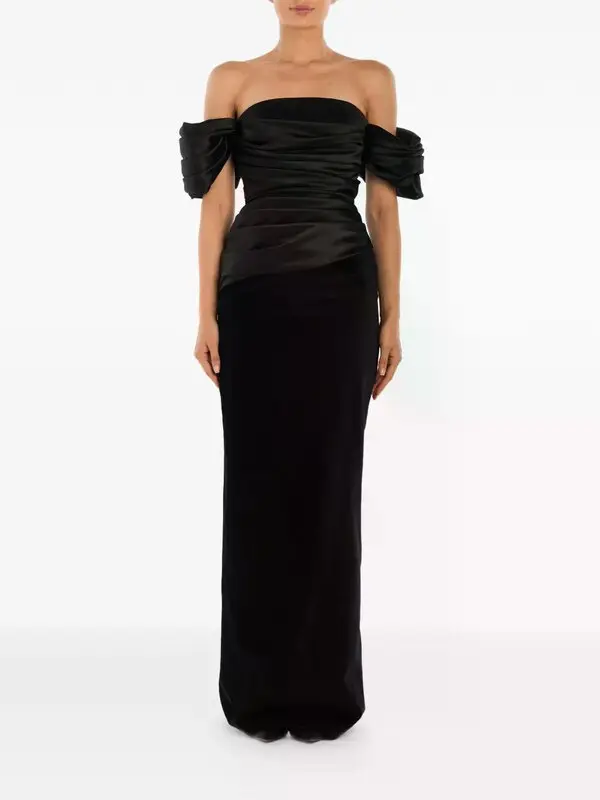 POST MERIDIEM Draped Sleeves Maxi Dress - Black