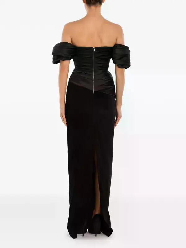 POST MERIDIEM Draped Sleeves Maxi Dress - Black