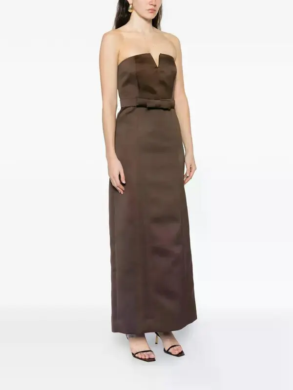 P.a.r.o.s.h Bow-detail Strapless Maxi Dress - Brown