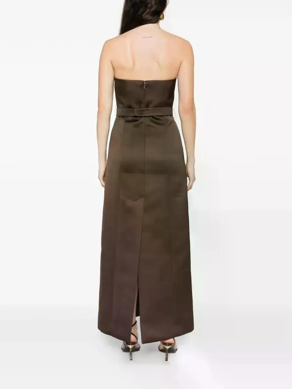 P.a.r.o.s.h Bow-detail Strapless Maxi Dress - Brown