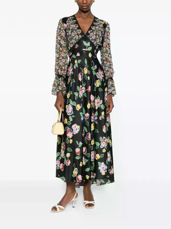 Rixo Lace-detail Floral-print Maxi Dress