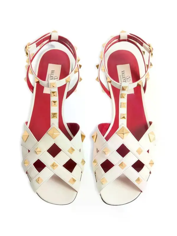 Valentino Garavani Studded Kidskin Sandals - Neutrals