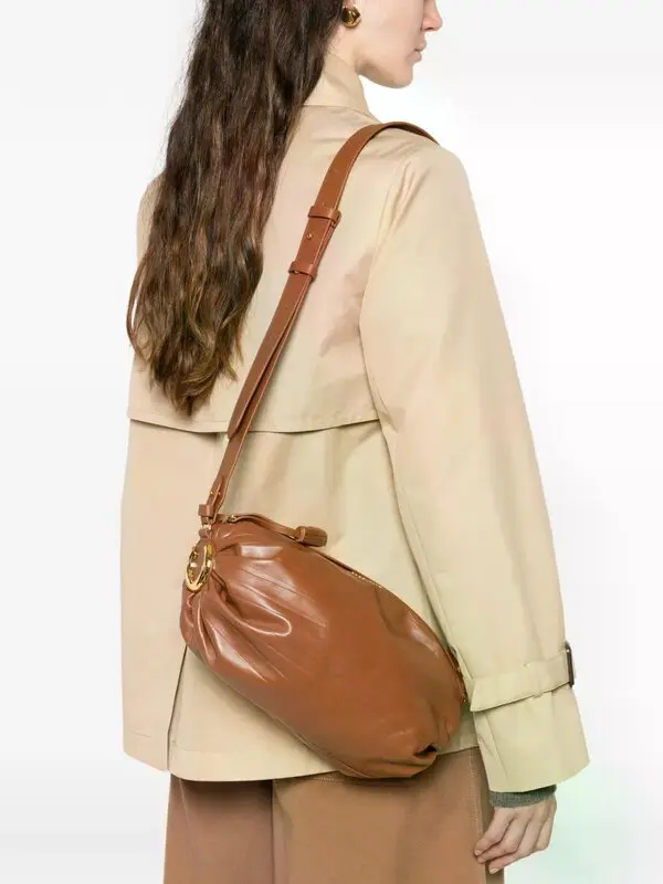 COCCINELLE Textured Leather Shoulder Bag - Brown