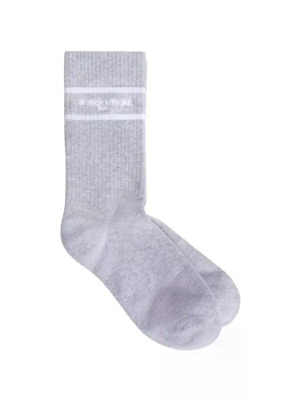 Maison Kitsuné Striped Ribbed Socks - Grey