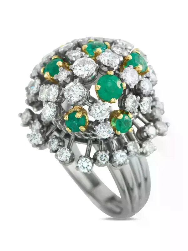 LB EXCLUSIVE Platinum Diamond And Emerald Ring - Silver