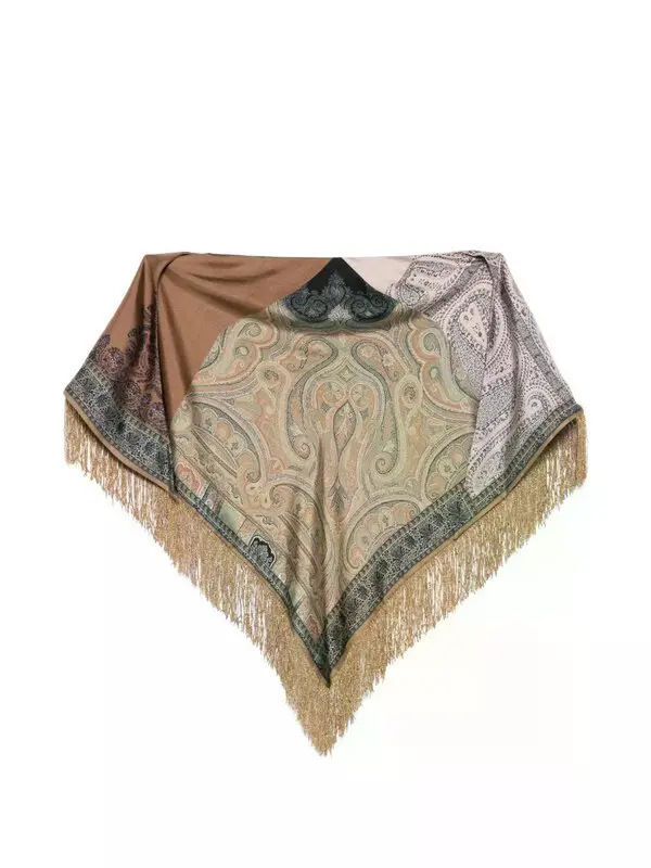 PIERRE-LOUIS MASCIA Aloeuw Paisley Fringed Scarf - Brown
