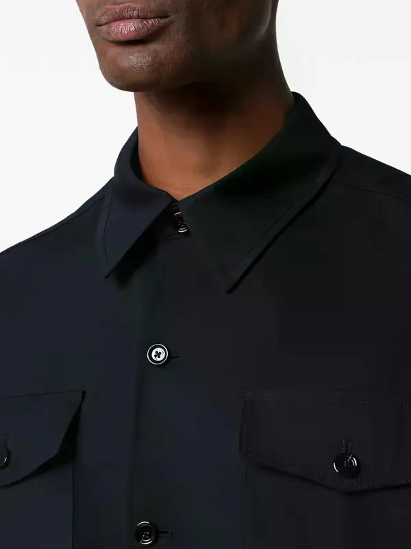 LARDINI Chest-pocket Shirt Jacket - Blue