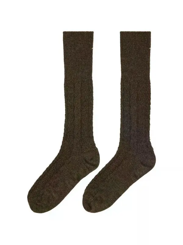 MAISON MARGIELA Ribbed-knit Ankle Socks - Brown